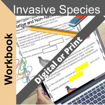 Invasive Species 17 page digital AND printable workbook for middle ...