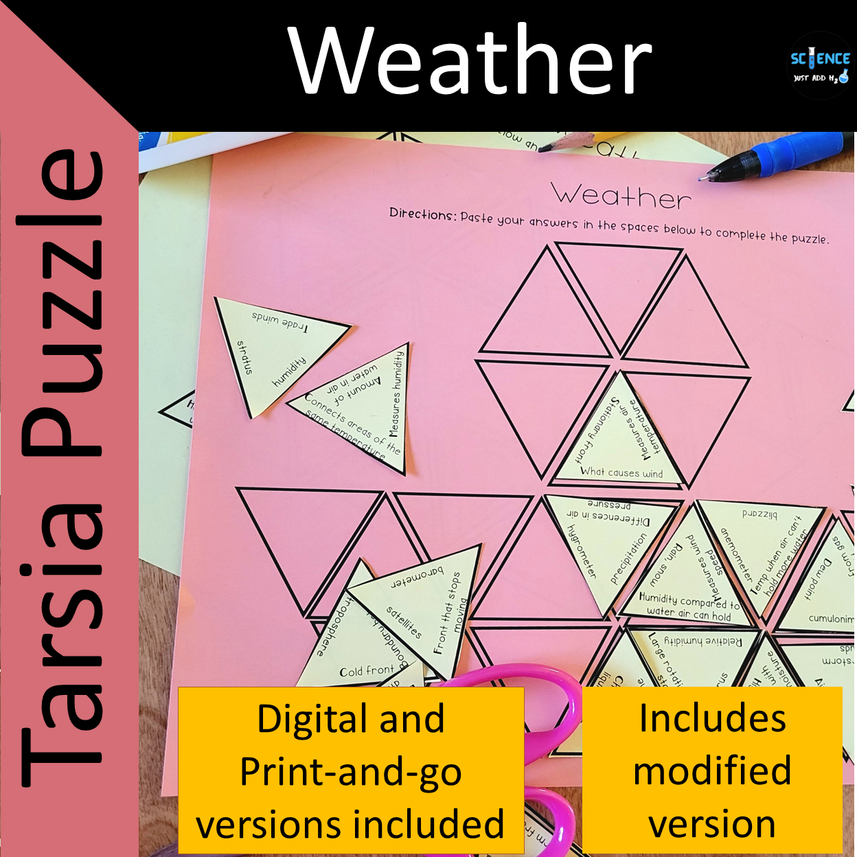 Weather Tarsia Puzzle in digital and printable format in 2 levels ...