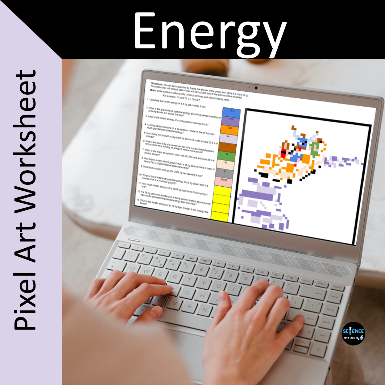Potential and Kinetic Energy Pixel Art Worksheet - Just Add H2O