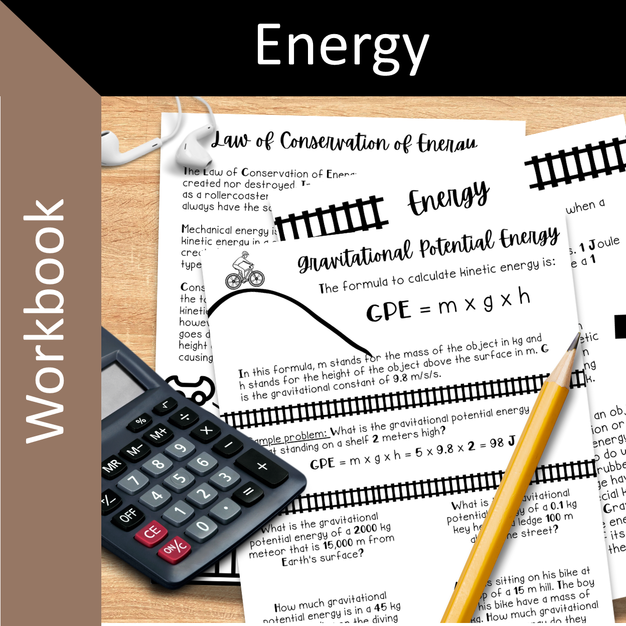 Potential and Kinetic Energy Workbook for middle school - Just Add H2O