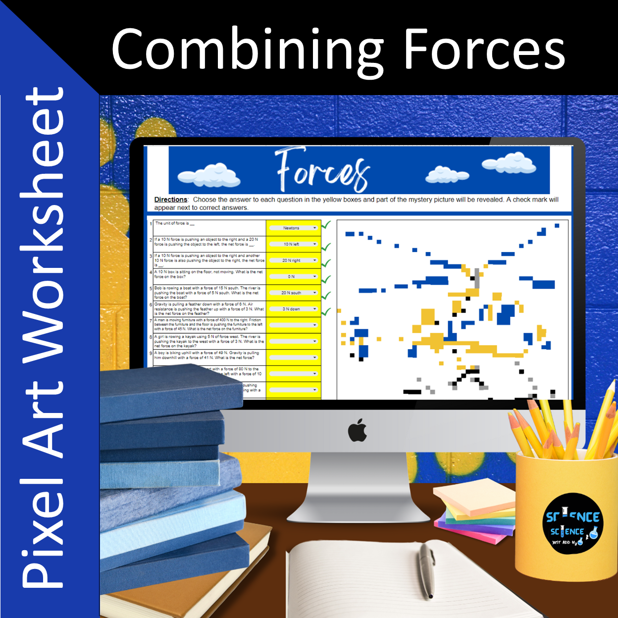 Combining Forces Pixel Art Worksheet - Just Add H2O