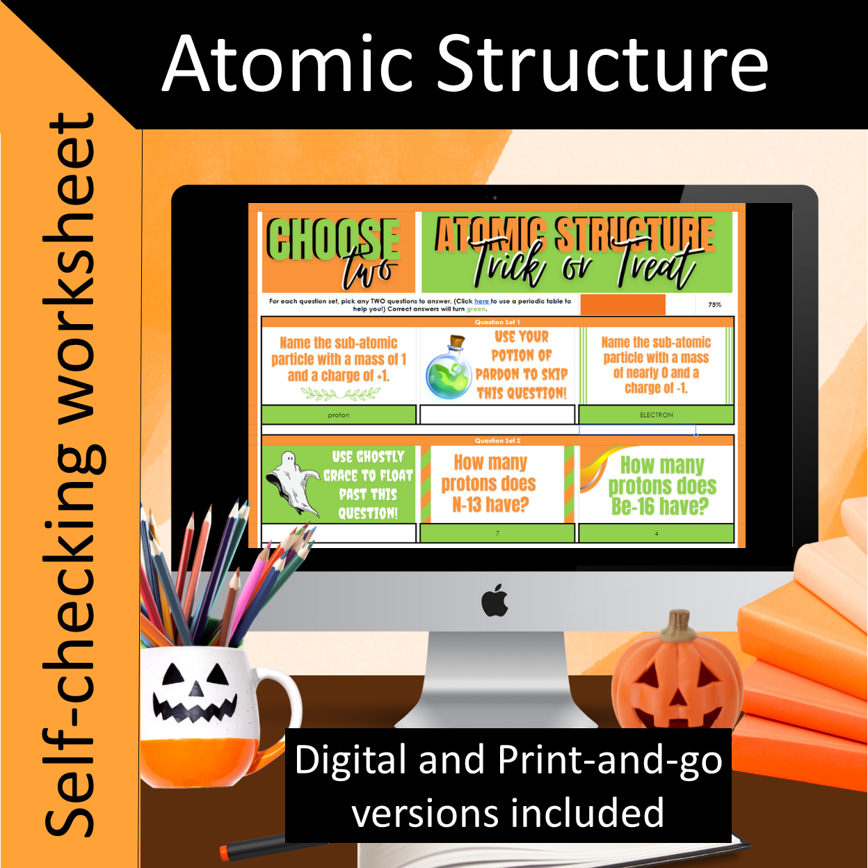 Atomic Structure Halloween Digital or Printable Choose 2 Worksheets ...