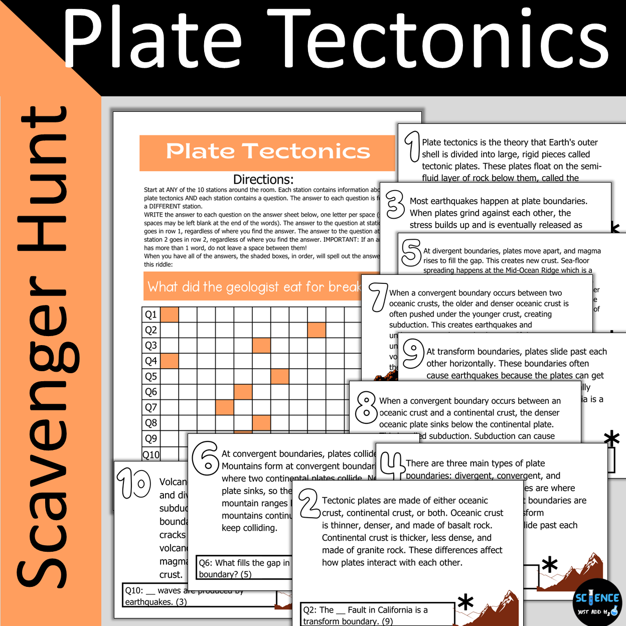 Plate Tectonics Stations Scavenger Hunt for 7th and 8th graders - Just ...