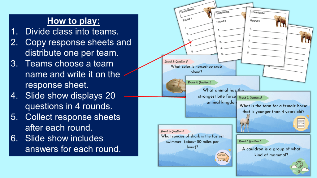 🐾 FREE Animal Kingdom Trivia Game for Middle School Science - Just Add H2O